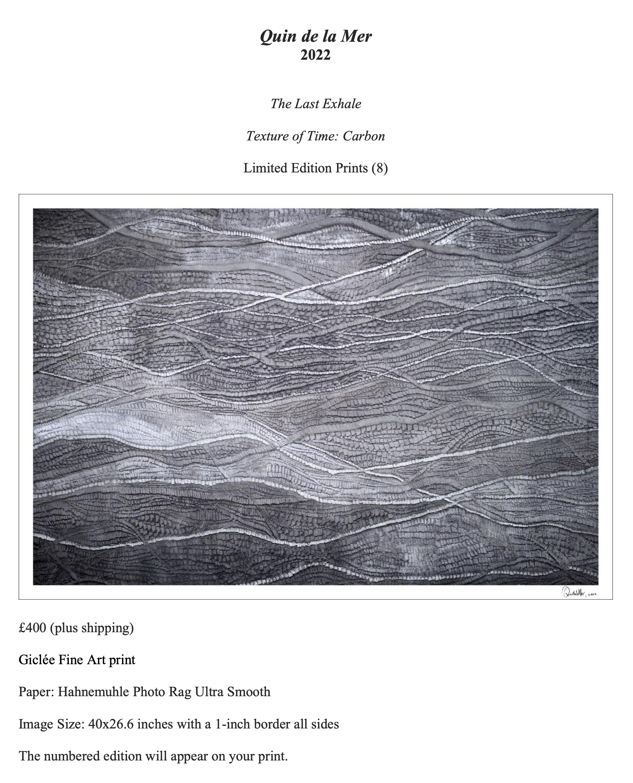 Limited Edition Prints . Quin de la Mer – Quin de la Mer, Artist